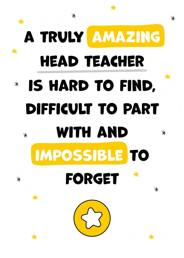 Head Teacher Thank You Card - Impossible to Forget - Appreciation Card ...