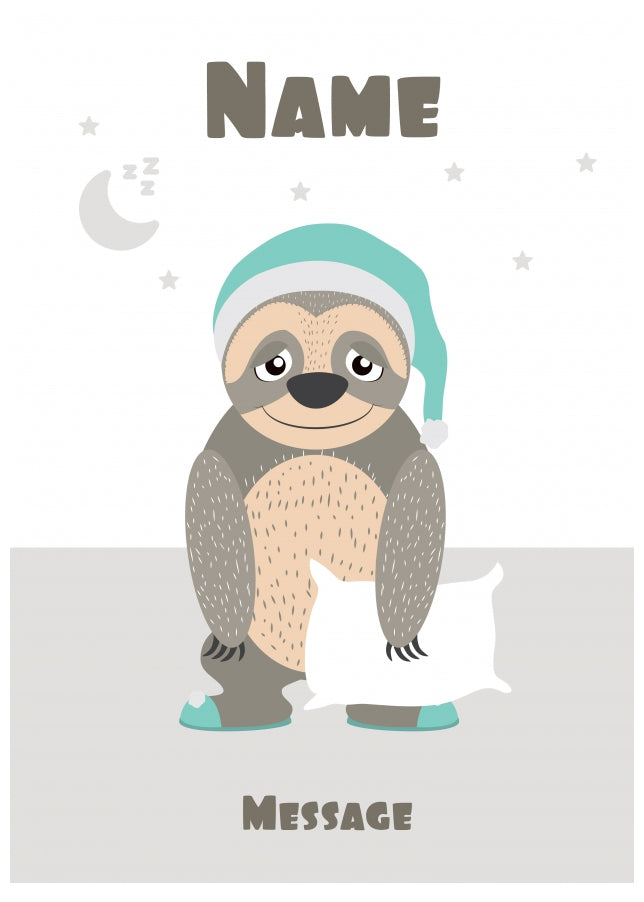 Personalised Sloth Birthday Card - Bedtime Sloth