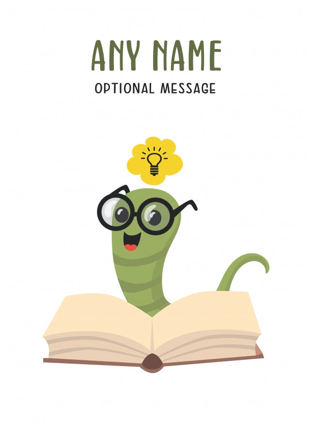 Personalised Card for Teachers (Bookworm Idea)– HeyChimp