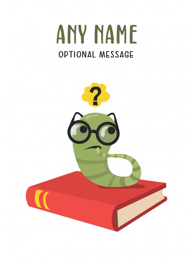 Personalised Card for Teachers (Bookworm Thinking)– HeyChimp