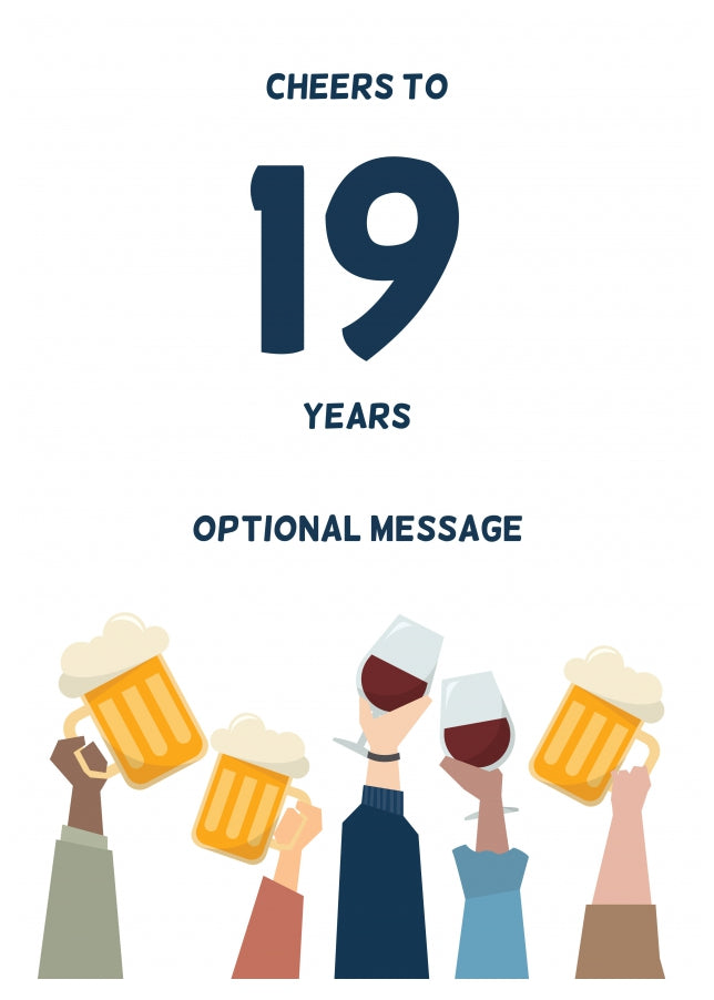 Fun 19th Birthday Card - Cheers to 19 Years!– HeyChimp