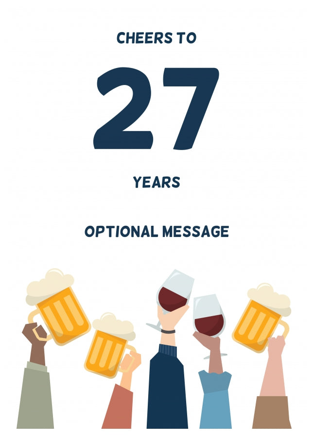 Fun 27th Birthday Card - Cheers to 27 Years!– HeyChimp