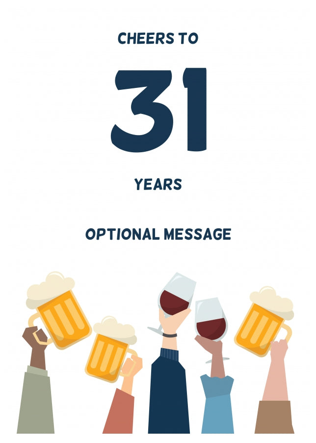 Fun 31st Birthday Card - Cheers to 31 Years!– HeyChimp