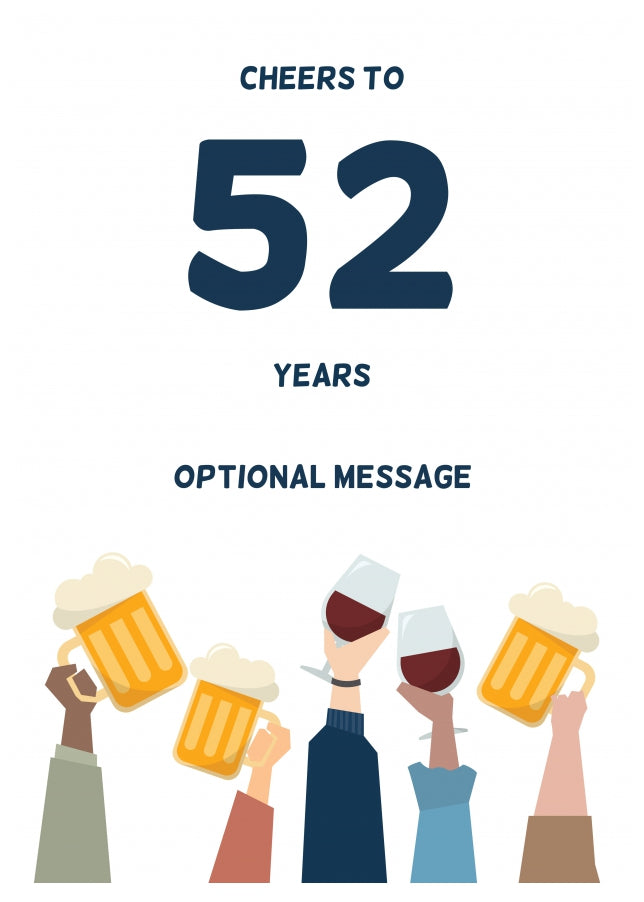 Fun 52nd Birthday Card - Cheers to 52 Years!– HeyChimp