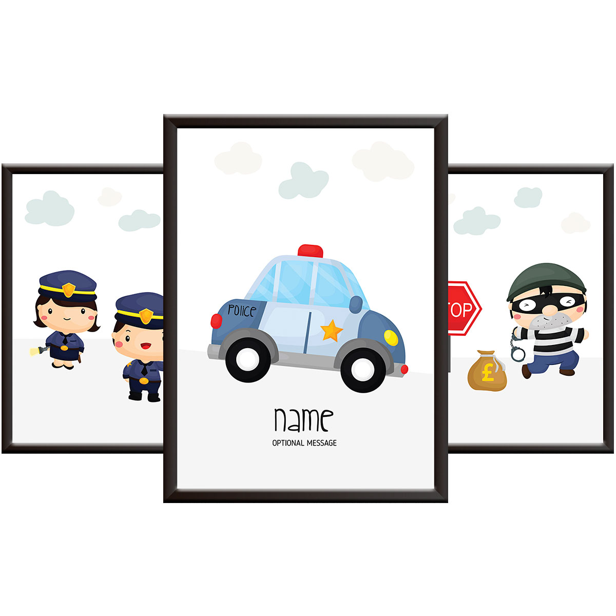 Boys Nursery Pictures - Cops and Robbers Print Set– HeyChimp
