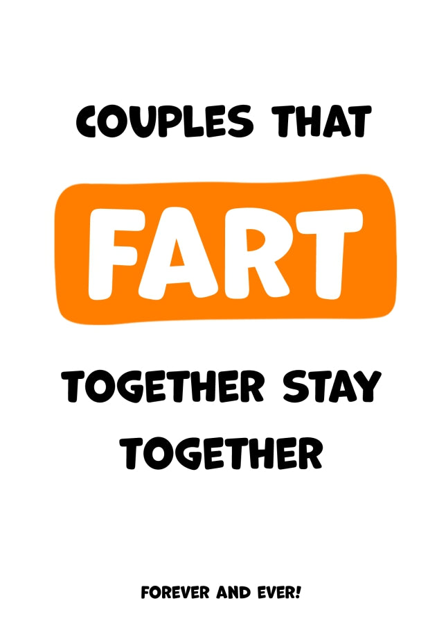 Funny Anniversary Card for Couples – Fart Together Stay Together ...