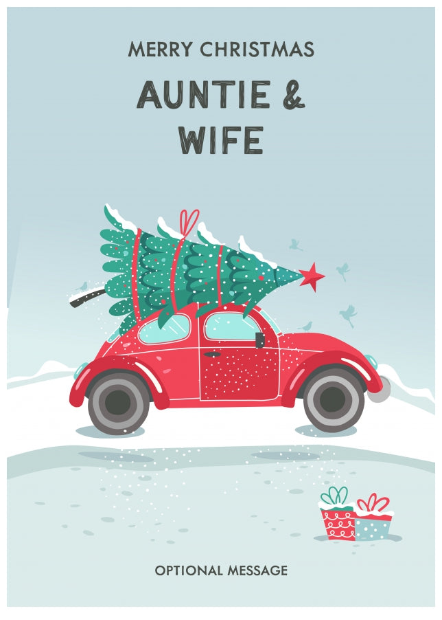 Auntie and Wife Christmas Card - Delivering a Tree– HeyChimp