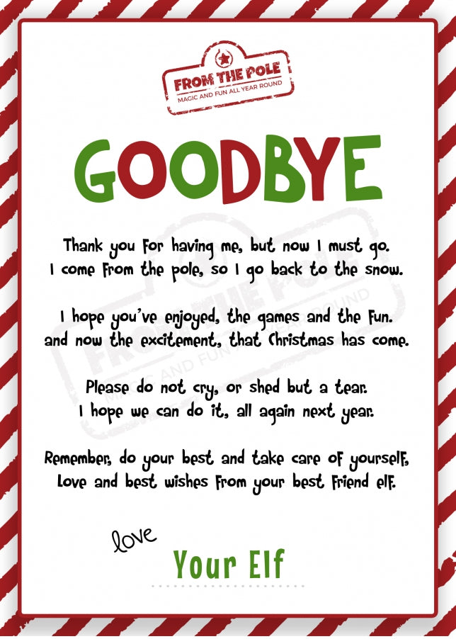 Elf Goodbye Letter - Christmas Elf Goodbye Card & Leaving Letter– HeyChimp