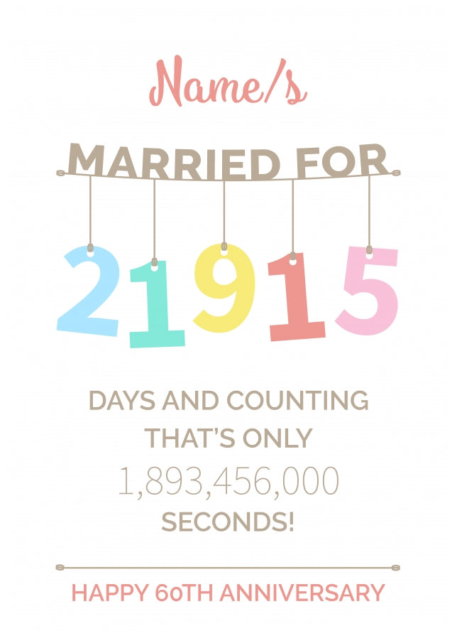 Couples 60th Anniversary Card - Hanging Design– HeyChimp