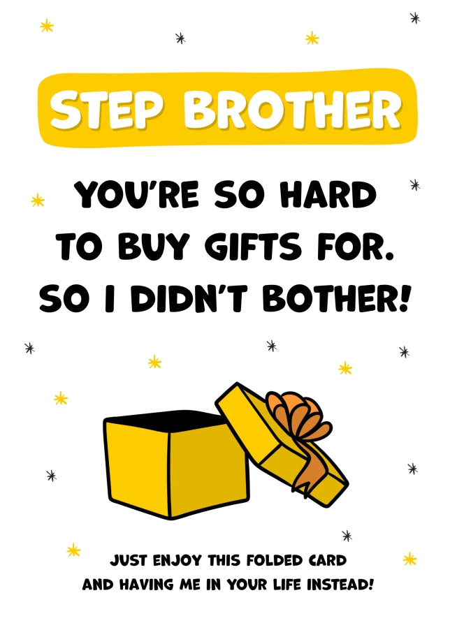 Happy Birthday Step Brother Card for Men - Step Brother You're Hard to ...