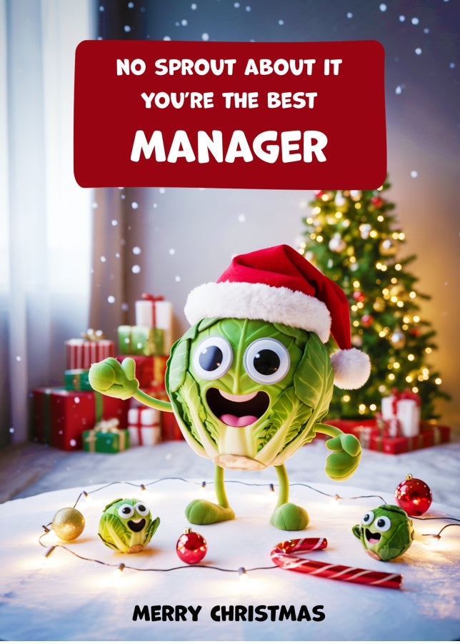 Funny Manager Christmas Card - No Sprout About It - Humorous Xmas Cards ...