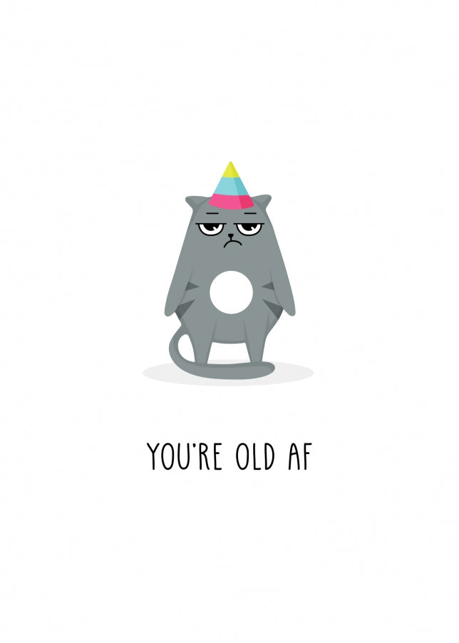 Funny Birthday Card - You're Old AF Humorous Birthday Card for Men ...
