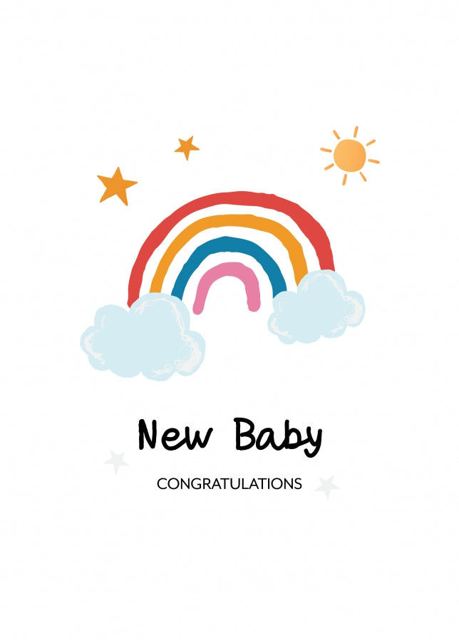 Unisex New Baby Card for Girl or Boy - Rainbows and Stars– HeyChimp
