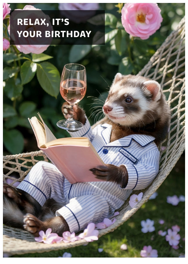 Funny Ferret Birthday Card for Women - Relax It’s Your Birthday ...