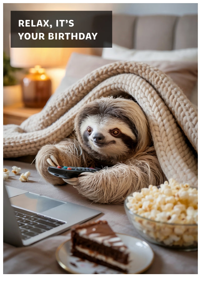Funny Sloth Birthday Card for Women - Relax It’s Your Birthday - Sloth ...