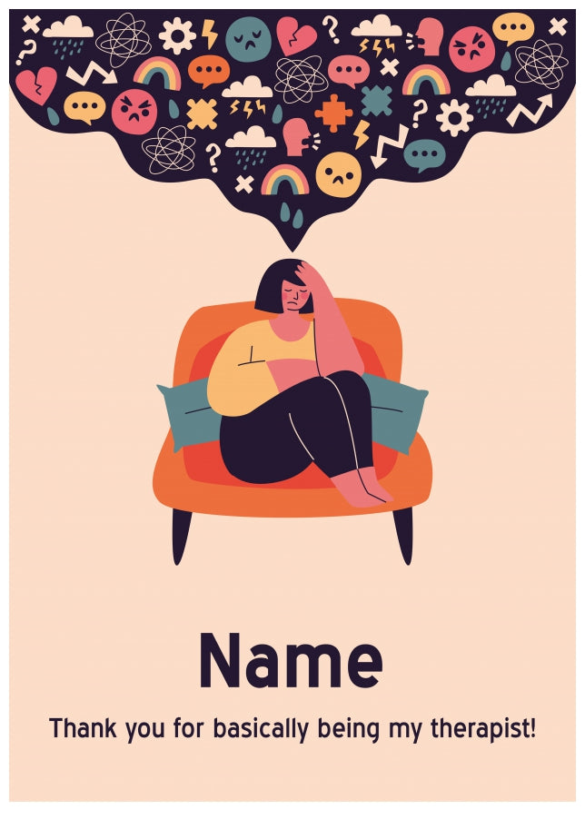 Personalised Thank You Card for Her - For Basically being my Therapist ...