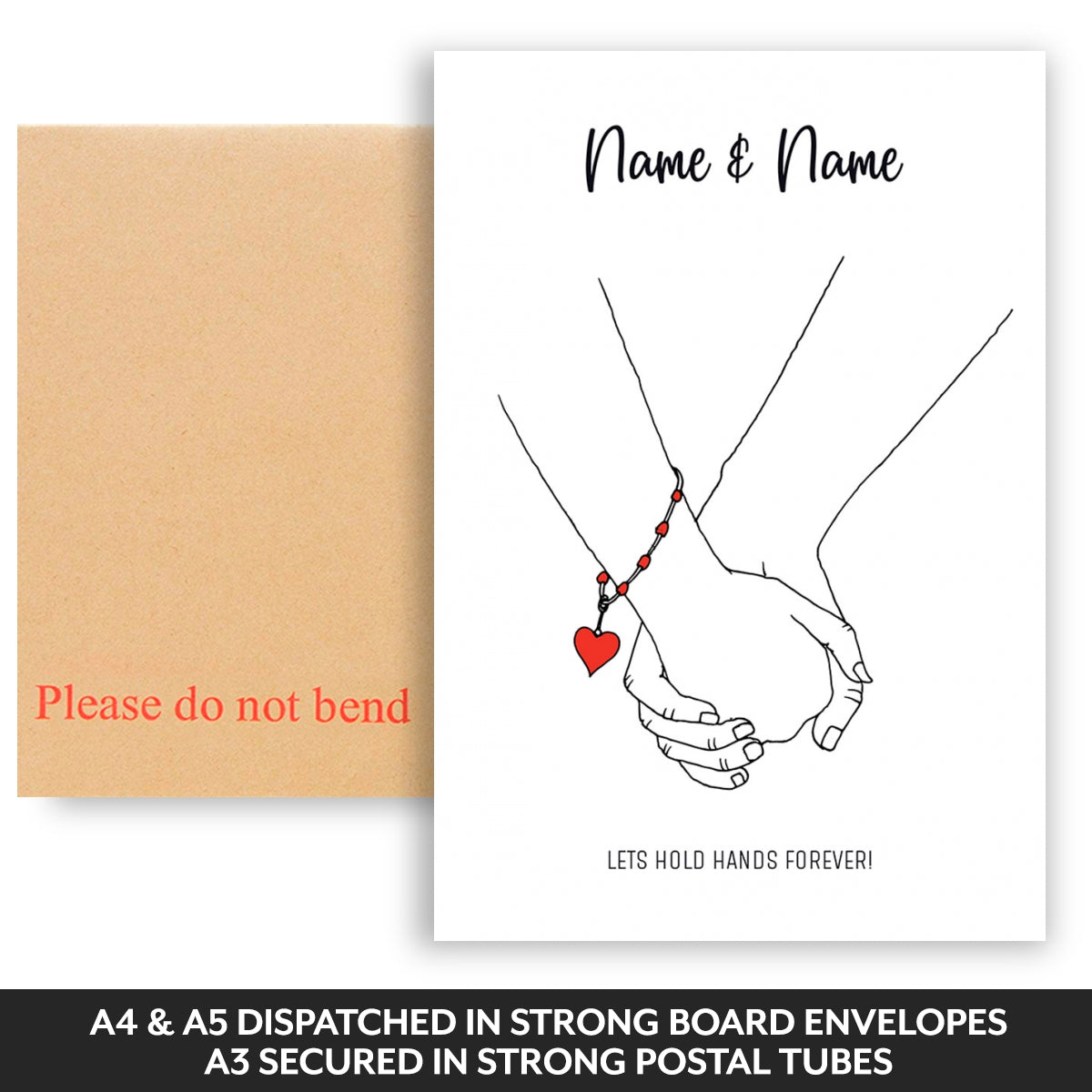 Personalised Holding Hands Print - Engagement / Best Friend Picture ...