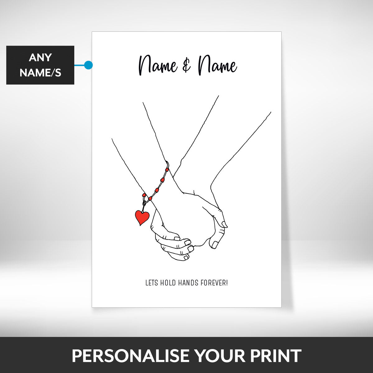 Personalised Holding Hands Print - Engagement / Best Friend Picture ...
