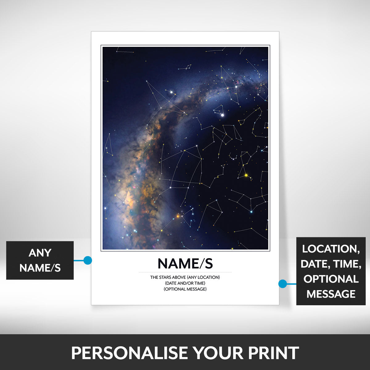 Personalised Star Map Poster - Star Constellations and the Night Sky ...