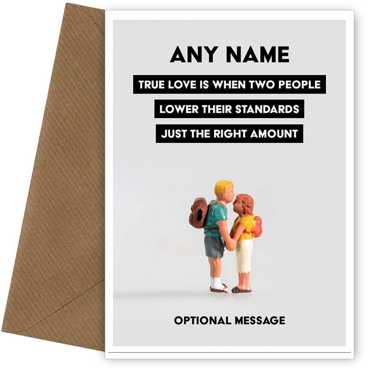 Personalised Lowering Standards Card for Husband or Wife