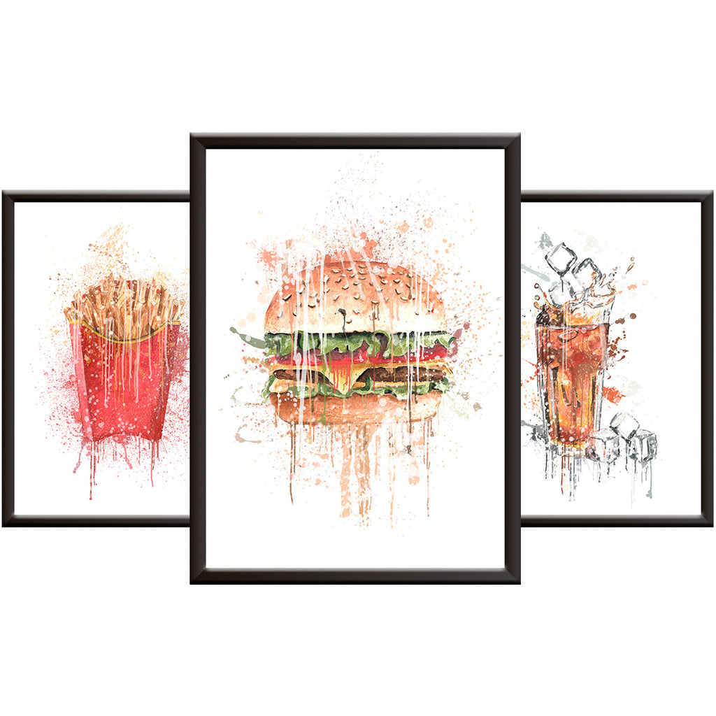 3 Kitchen Art Wall Pictures - Funky and Abstract Fast Food Posters ...