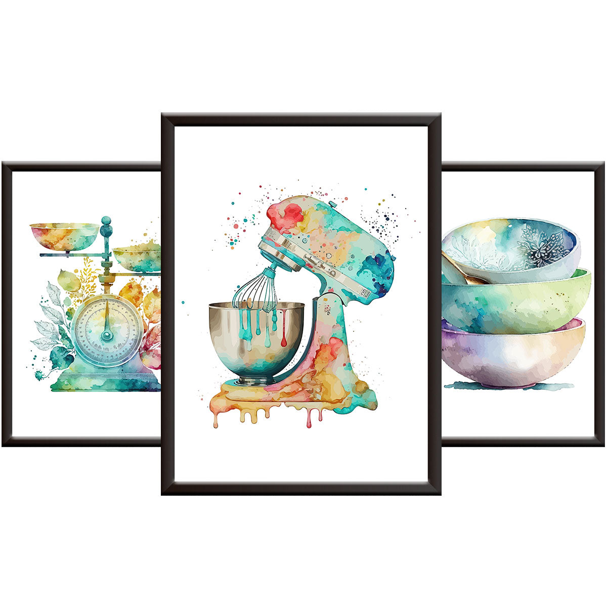 Watercolour Kitchen Pictures for Wall - Abstract Wall Art for Kitchen ...